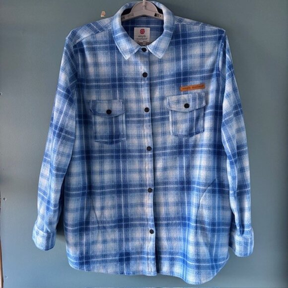 Simply Southern | Jackets & Coats | Simply Southern 2x Blue Shacket ...